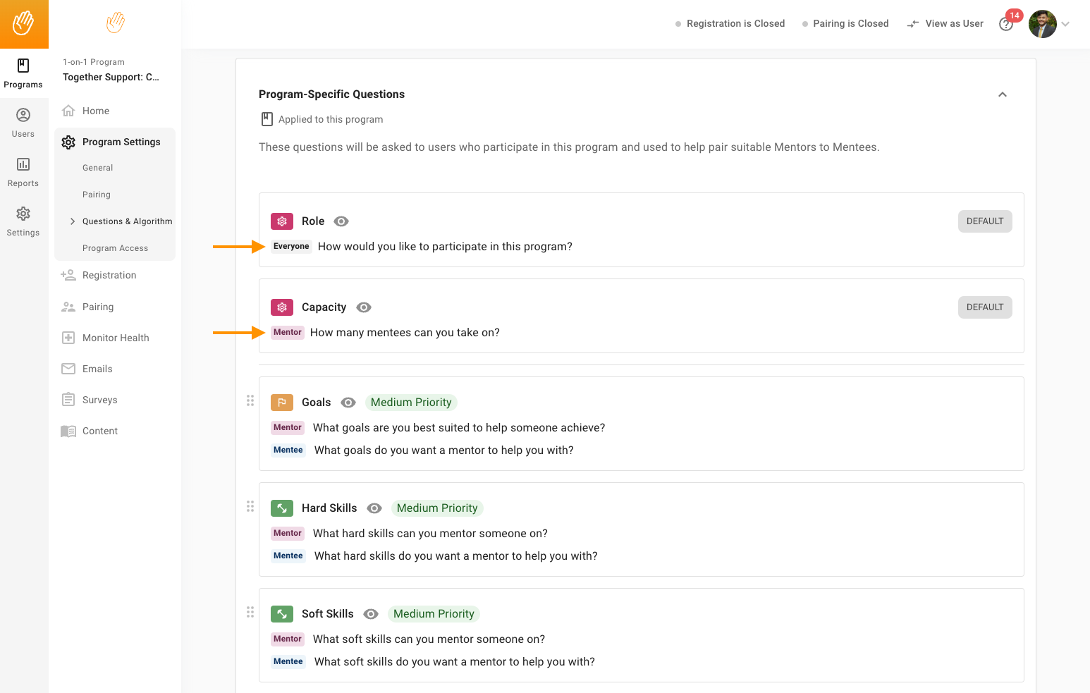 2 Configuring Questions And Algorithm Groups Together 