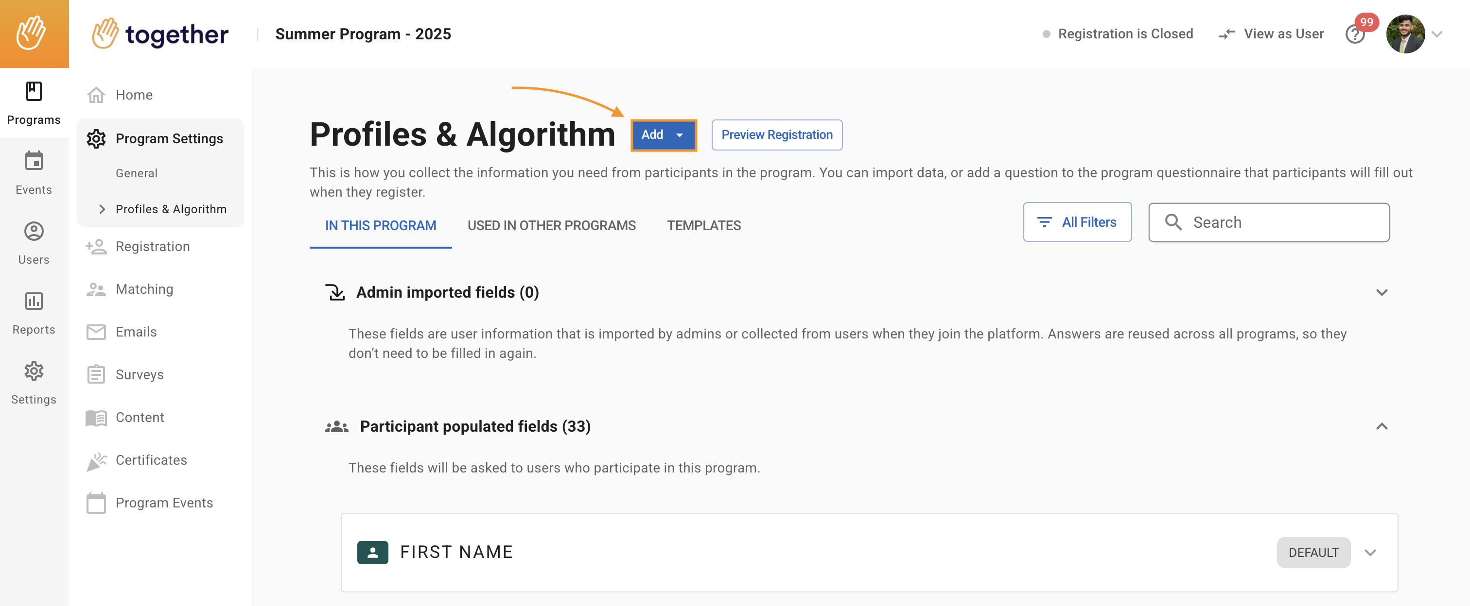 3. Configuring Profiles & Algorithm – Together Support